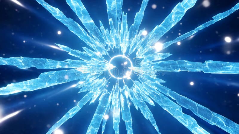 Dynamic Abstract Background of Bright Blue Ice Crystals Forming a ...