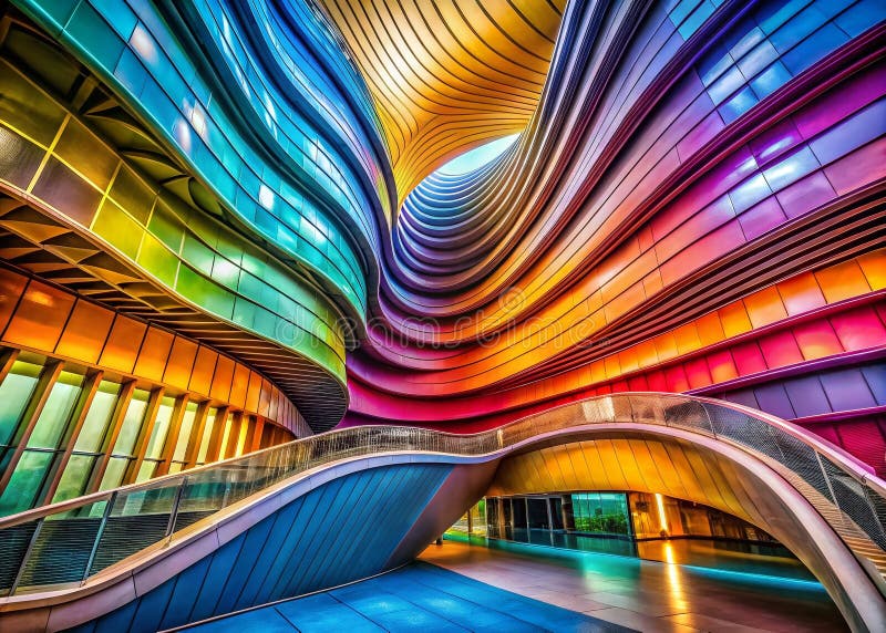 Dynamic Abstract Wave Architecture Design a Vibrant Fusion of Colors ...
