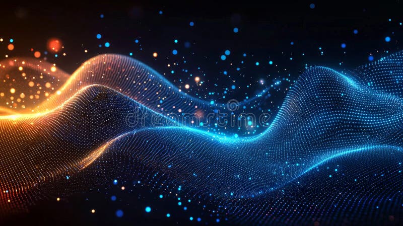 Dynamic Abstract Waves Flowing Particle Technology Background for High-Tech and Big Data ...