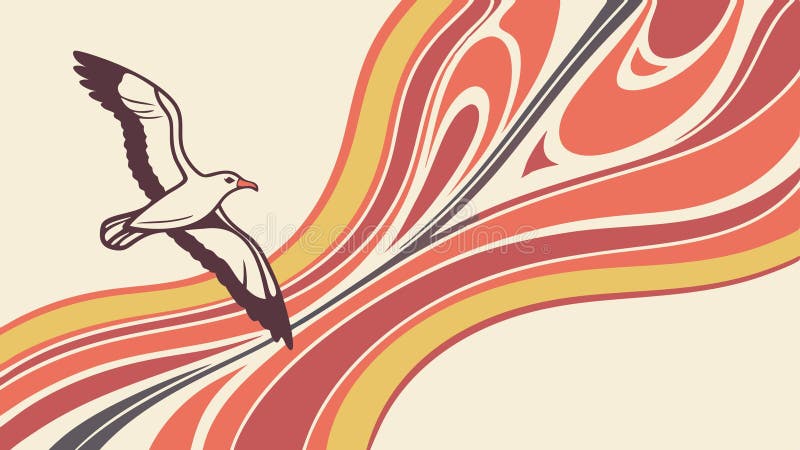 Dynamic Abstract Waves with Flying Bird Vector Graphic, Vector Design ...
