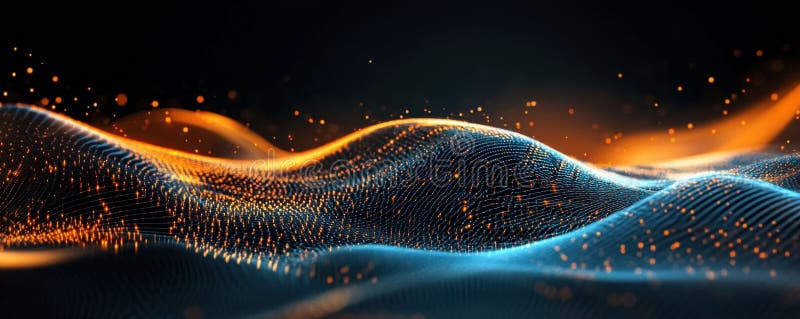 Dynamic Abstract Waves with Orange and Blue Dots Stock Illustration ...