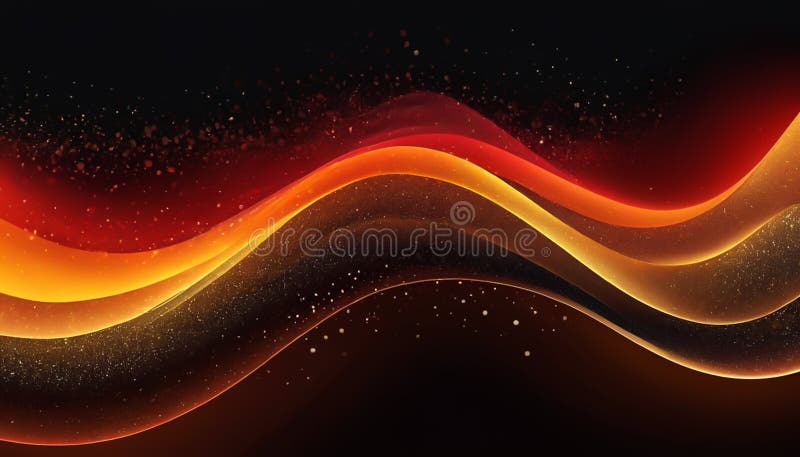 Dynamic Abstract Waves in Warm Orange and Red Tones on a Dark ...
