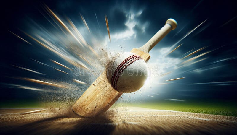 Dynamic Action of Cricket Bat Hitting Ball Stock Illustration ...