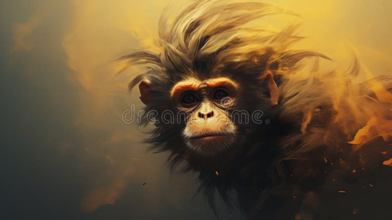 Dynamic Action Painting: a Captivating Illustration of a Playful Monkey ...
