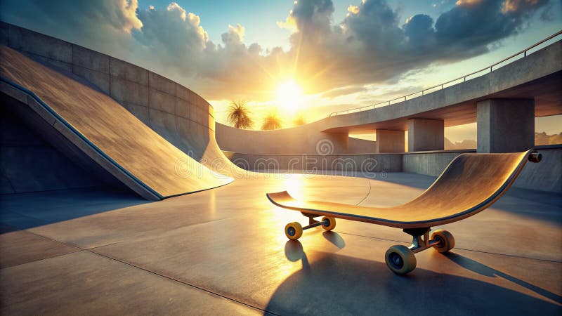 Urban Concrete Skate Ramp Thrills a Dynamic Action Shot of a ...