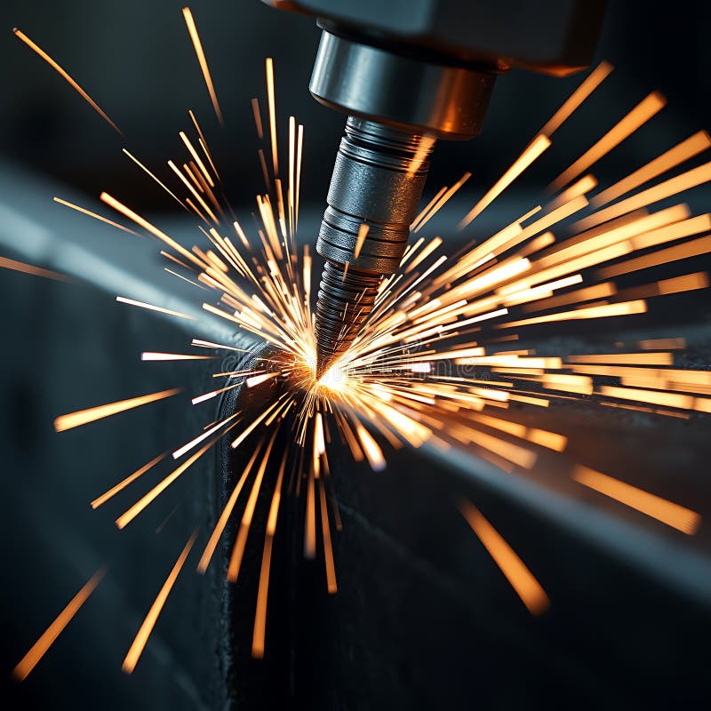A Dynamic Action Shot of a Threading Tool Cutting into a Piece of Metal ...