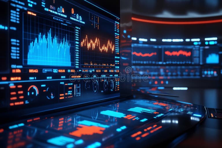 A Dynamic and Advanced Stock Exchange Interface Displays Holographic ...