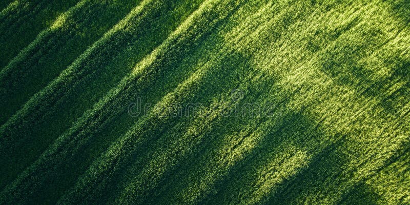 Dynamic Aerial Shot Capturing Linear Green Crop Patterns in a Sunlit ...