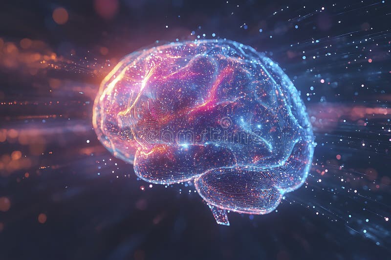 Dynamic AI Brain Model with Abstract Neural Patterns Stock Photo ...