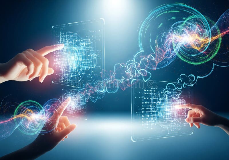 Interacting with Digital Data. Stock Image - Image of abstract ...