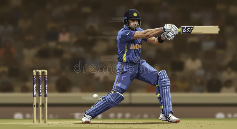 AI Generative Cricket Player in Action: Powerful Hitting Pose Stock ...