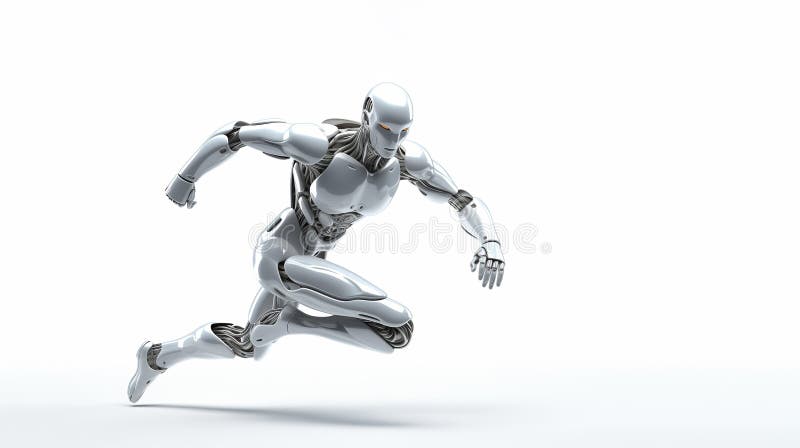 Dynamic AI Robot, Human-like Motion, White Setting Stock Illustration ...