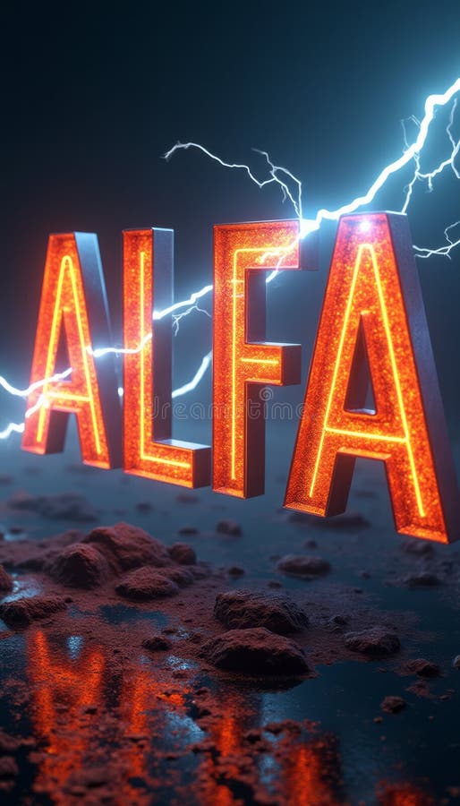 Dynamic ALFA Text Illuminated by Electric Blue Lightning Stock Image ...