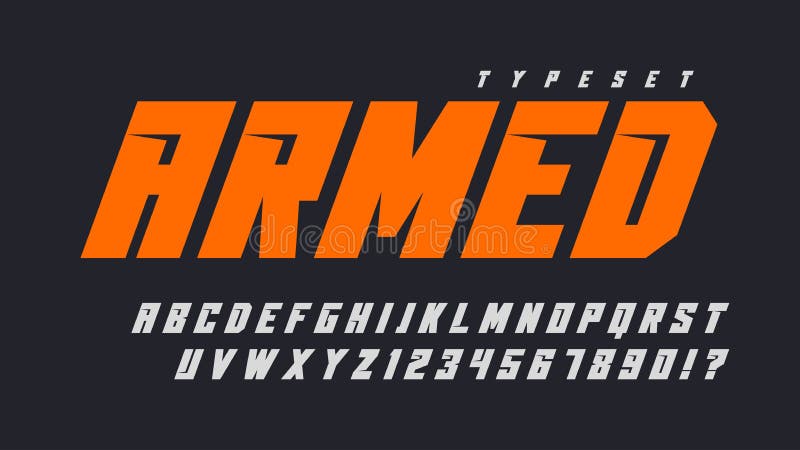 Dynamic Alphabet Design, Typeface, Letters and Numbers Stock Vector ...