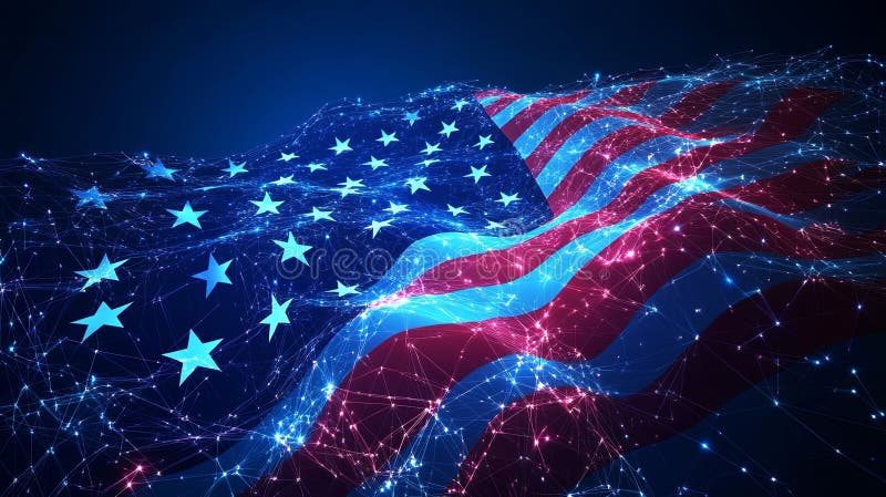 A Dynamic American Flag with Stripes Made of AI-generated Code Streams ...