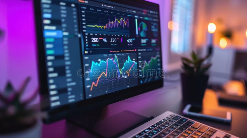 Dynamic Analytics Dashboard with Tailwind CSS Featuring Charts and User Statistics in Dark Mode ...