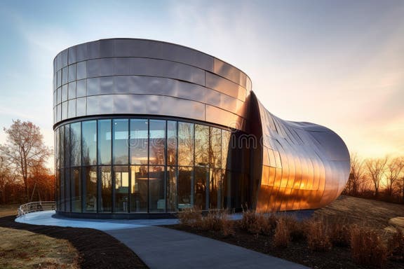 Dynamic Angles of a Curved, Metal-clad Building Stock Illustration ...