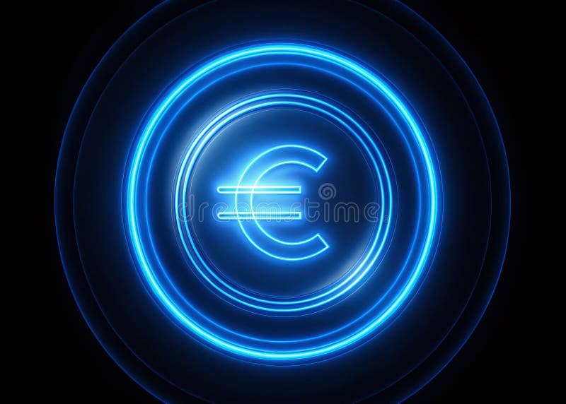Dynamic Animated Neon Euro Symbol with Concentric Circles Stunning ...