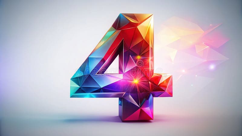 Dynamic Animated Number 4 Glitch Art with Stunning Polygonal Geometry ...