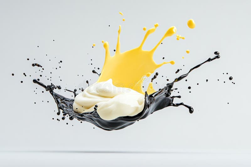 Creamy Mayonnaise Splash in Motion, Condiment Splatter on White ...