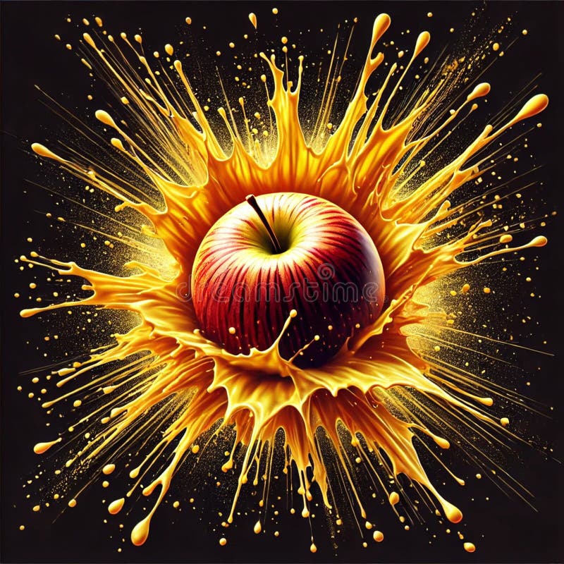 Dynamic Apple Explosion with a Bright Splash of Color Captivates the ...