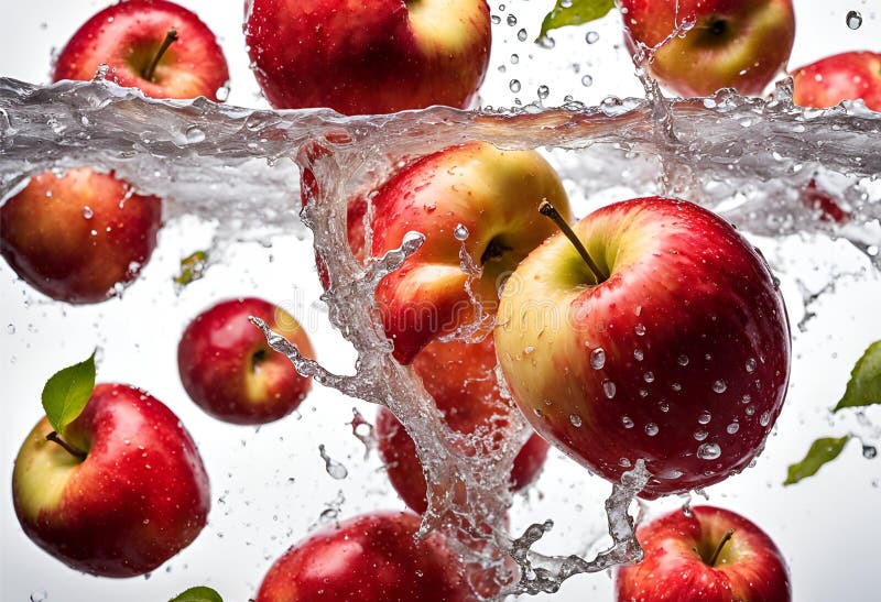 Dynamic Apple Splash with Realistic Fruit Stock Illustration ...