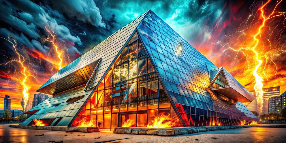 Dynamic Architectural Collapse a Futuristic Visual of an Exploding ...