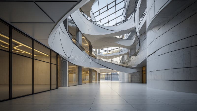 Dynamic Architectural Design Inspires Awe Modern Building Interior ...