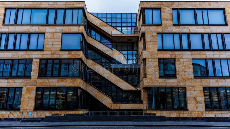 Dynamic Architectural Facade Featuring Repeating Triangular Patterns ...