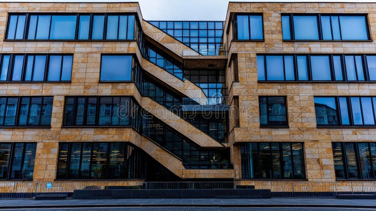 Dynamic Architectural Facade Featuring Repeating Triangular Patterns ...