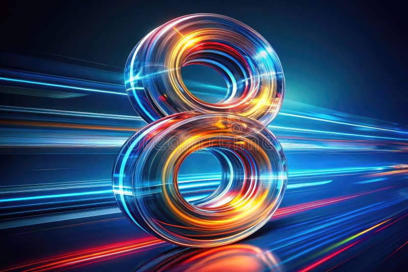 Dynamic Architectural Number Eight Design Abstract Luxury Glass Digit ...