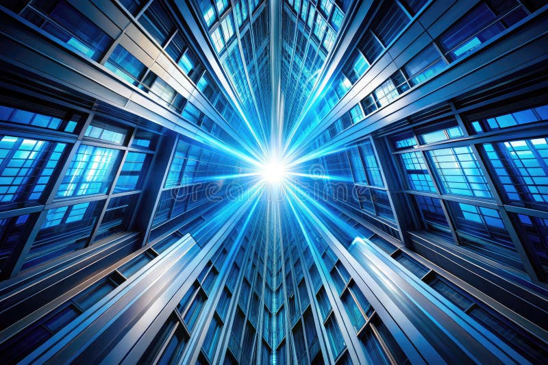 Dynamic Architectural Photography Abstract Blue and Black Light Burst ...