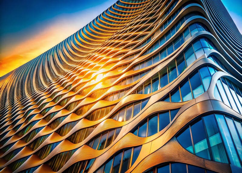 Dynamic Architectural Wave Design a Modern Building Facade Embraces a ...