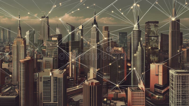 Dynamic Architecture with Digital Interaction Layers Stock Illustration ...