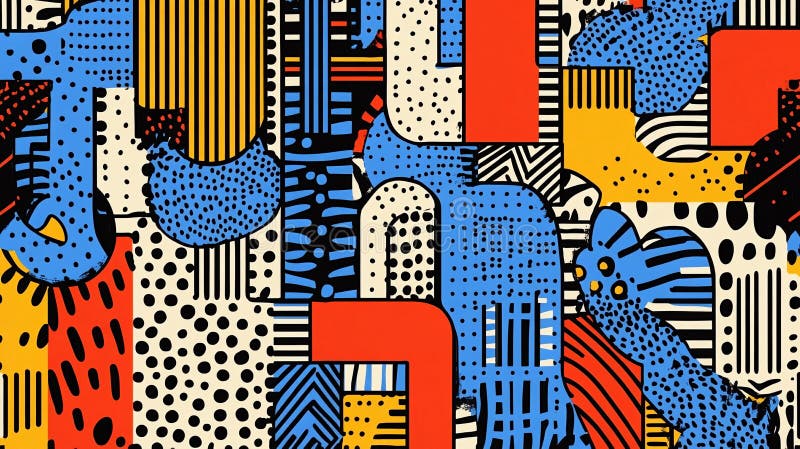 Brightly Colored Abstract Patterns Create a Vibrant Wall Design Filled ...