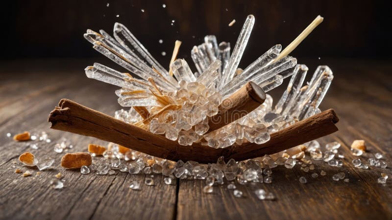 Stunning Crystal Sugar and Cinnamon Sticks on Rustic Wood Stock ...