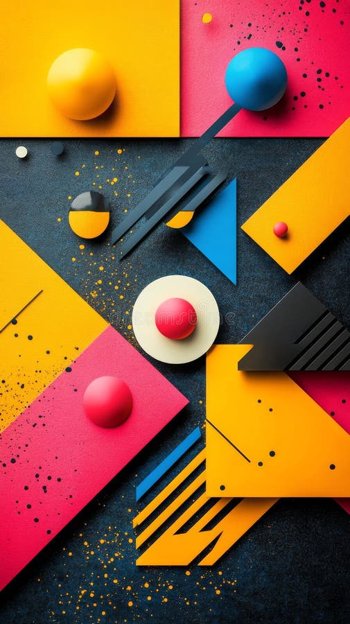 Colorful Abstract Geometric Composition Featuring Various Shapes and ...