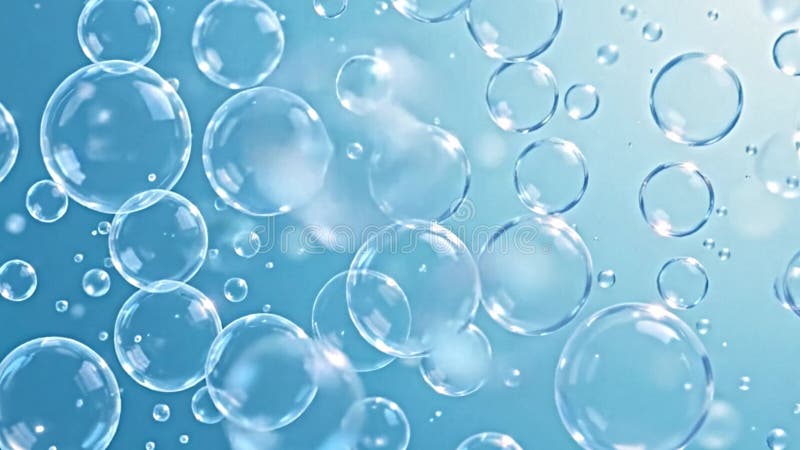 Dynamic Arrangement of Irregular Bubbles on a Soft Blue Background ...