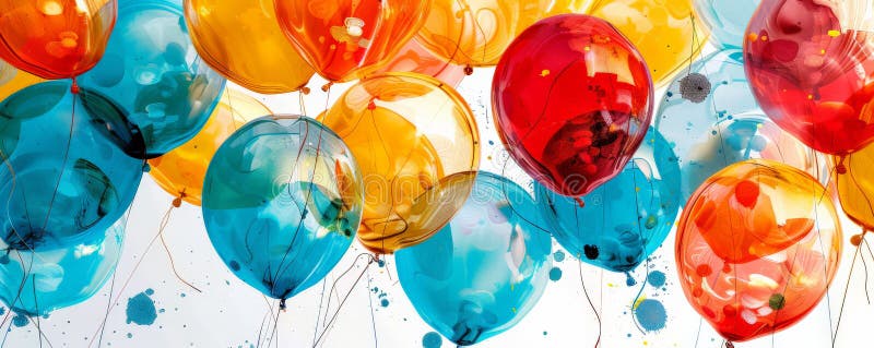 A Dynamic Array of Balloons in Vibrant Primary Colors, Floating in a ...