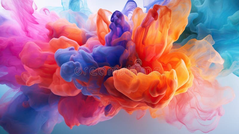 Dynamic Array of Colorful Inks in Motion in Water, Swirling Mix of Vibrant Ink Splashe Stock ...