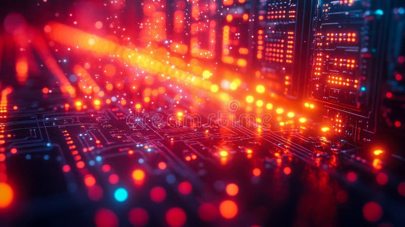 A Dynamic Array of Glowing Red and Blue Lights, Capturing the Essence ...