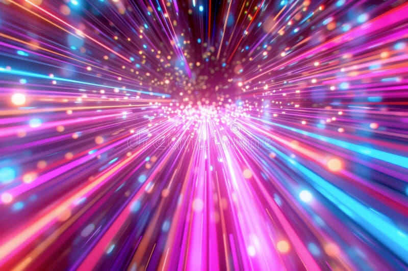 Dynamic Array of Neon Light Streaks Racing Towards the Viewer, Creating ...