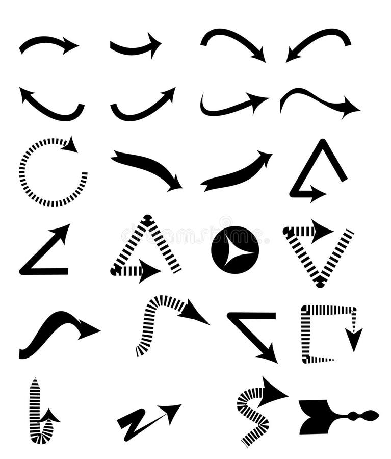 Dynamic Arrow Icons Set Curved Zigzag Dashed Stock Illustration ...