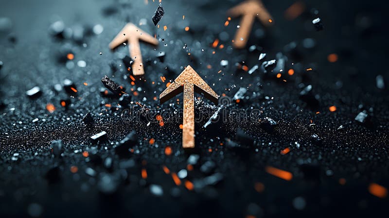 Dynamic Arrows Ascending through Shattered Glass, Symbolizing Progress ...