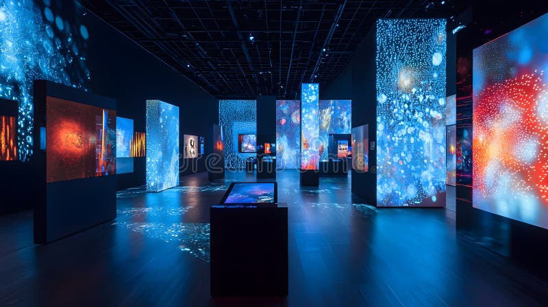 Dynamic Art Installation with Moving Lights Stock Illustration ...