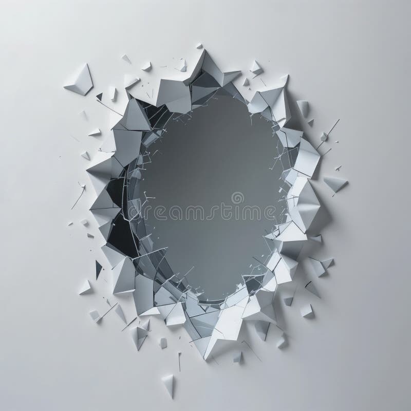 Dynamic Art Installation with Shattered Wall Effect Stock Illustration ...