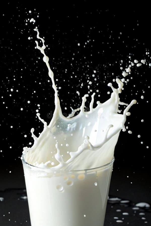 Milk Splash on Black Background, Collection Stock Illustration ...