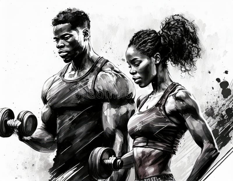 Dynamic Athletes Showcasing Determination in Gym Stock Image - Image of ...