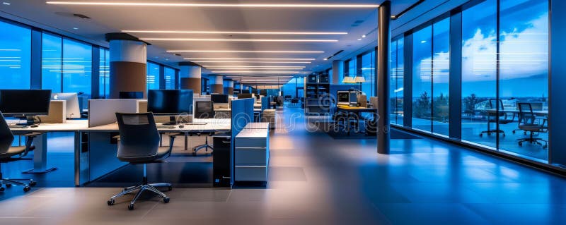 The Dynamic Atmosphere of a Modern Office with LED Lighting ...