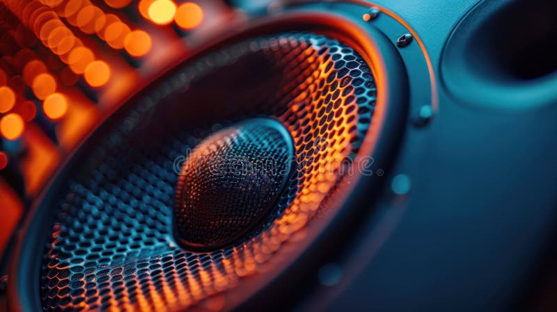 Dynamic Audio: Close-Up of Powerful Speaker on Dark Background Stock ...